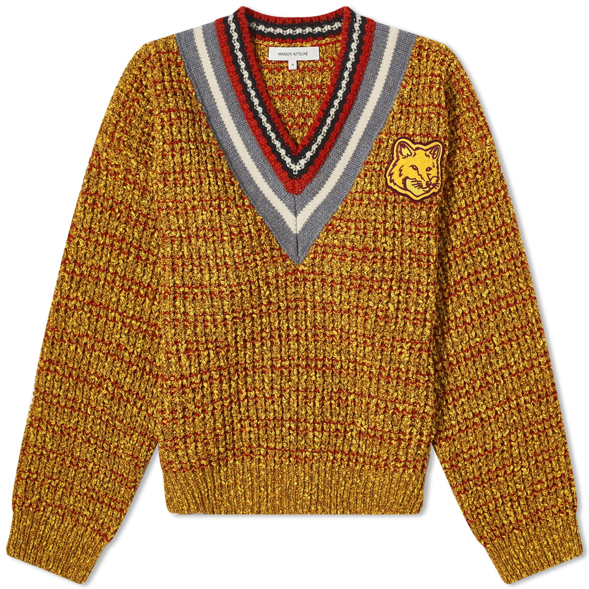 Maison Kitsuné Women's Fox Head Crafty Comfort Jumper in Mustard ...