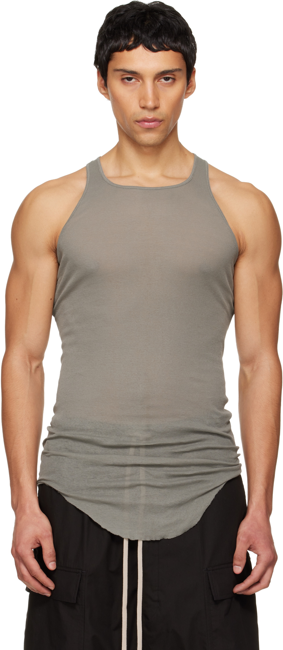 Rick Owens Gray Temple Basic Rib Tank Top Rick Owens