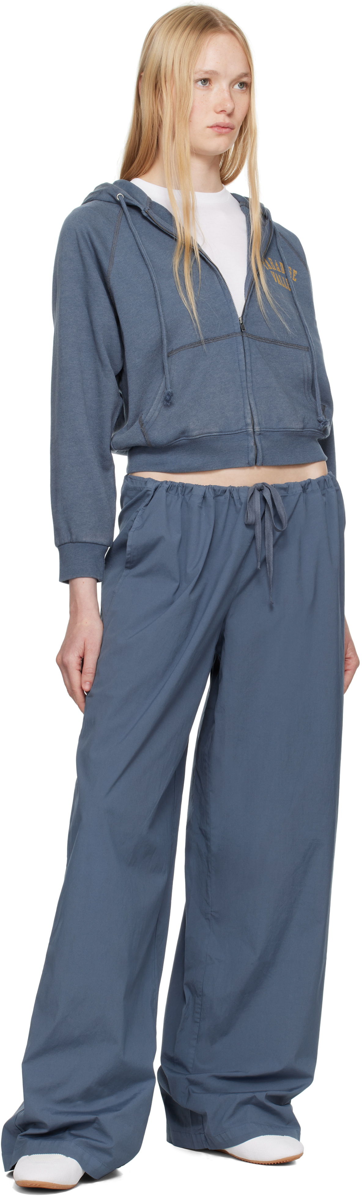 SKIMS Blue Lightweight Fleece Zip Up Hoodie SKIMS