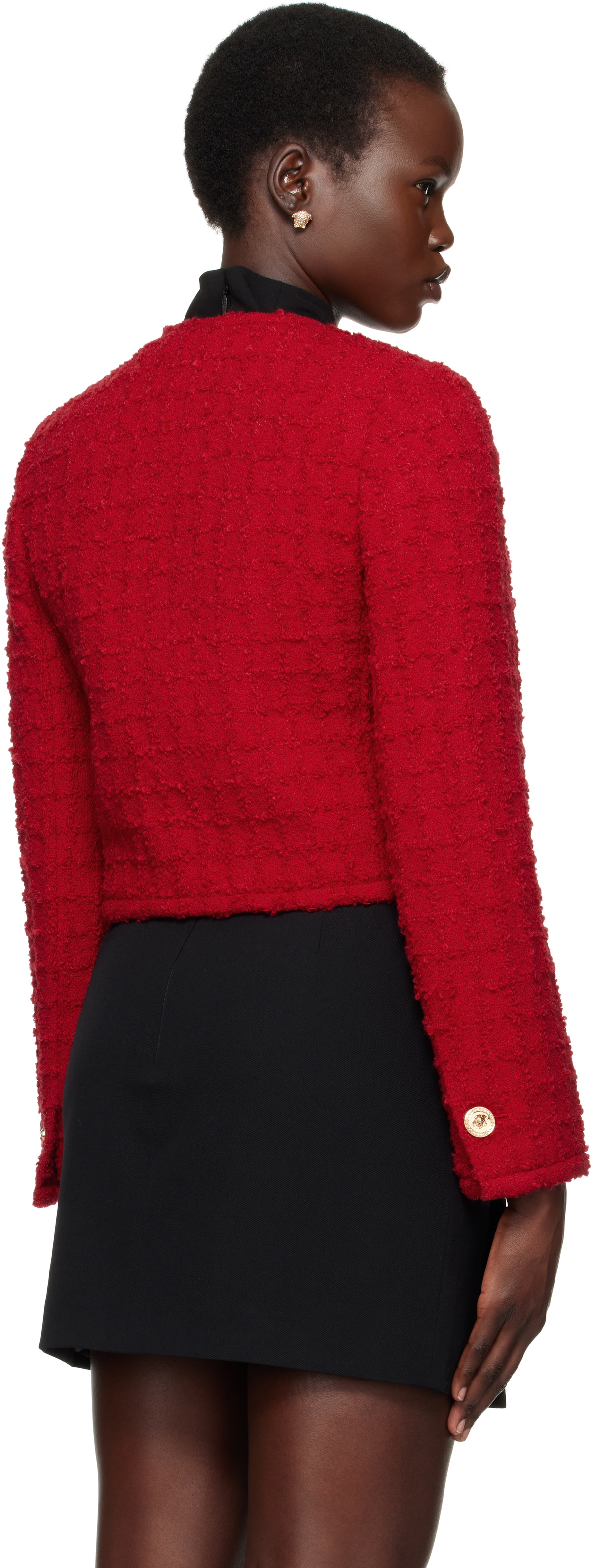 Versace Red Heritage Tweed Jacket Versace