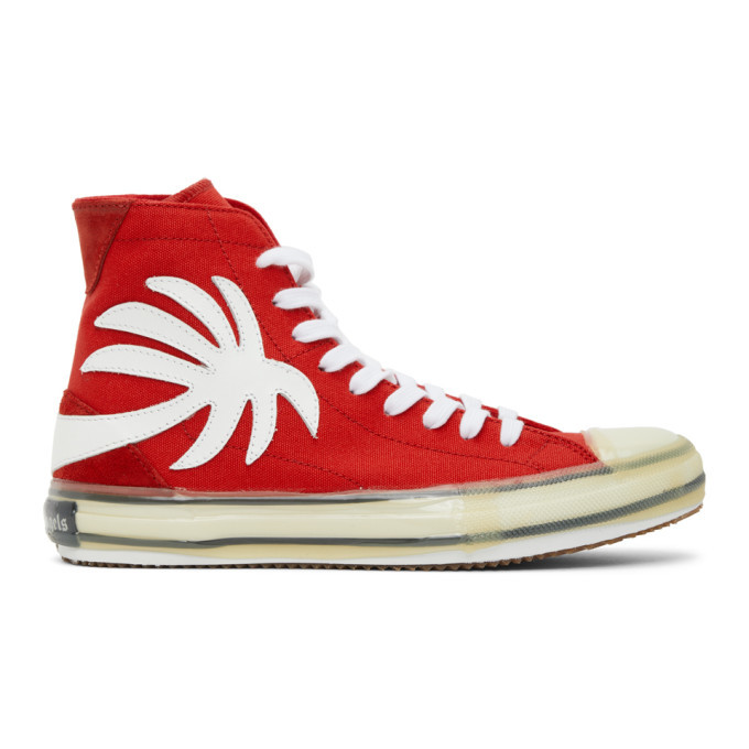 Palm Angels Red Palm Vulcanized High Top Sneakers Palm Angels