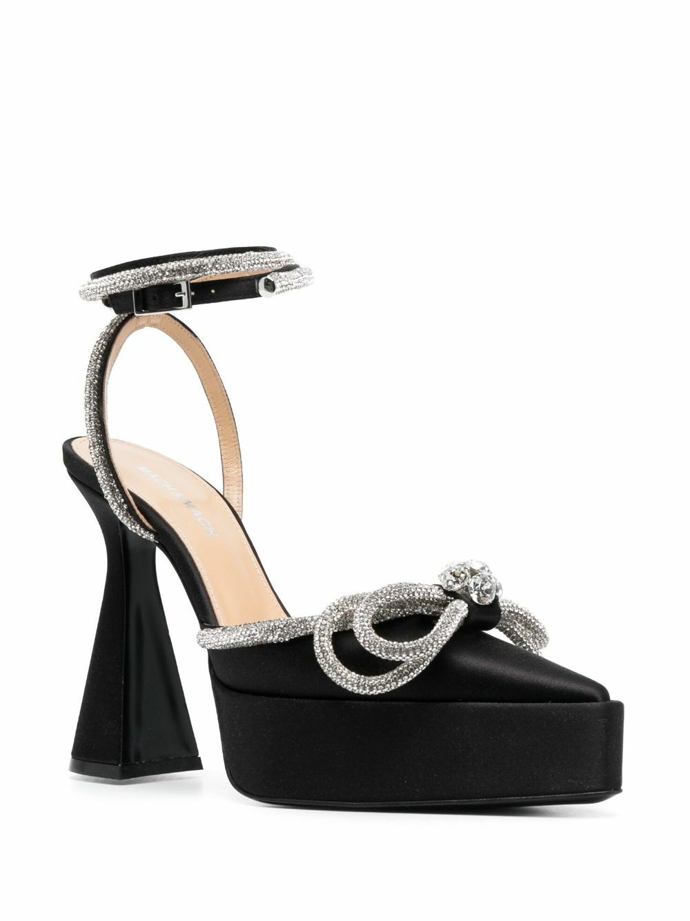 MACH & MACH - Double Bow Satin Platform Sandals MACH & MACH