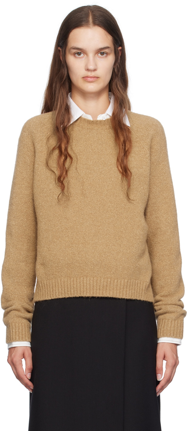 BOSS Beige Crewneck Stretch Sweater BOSS