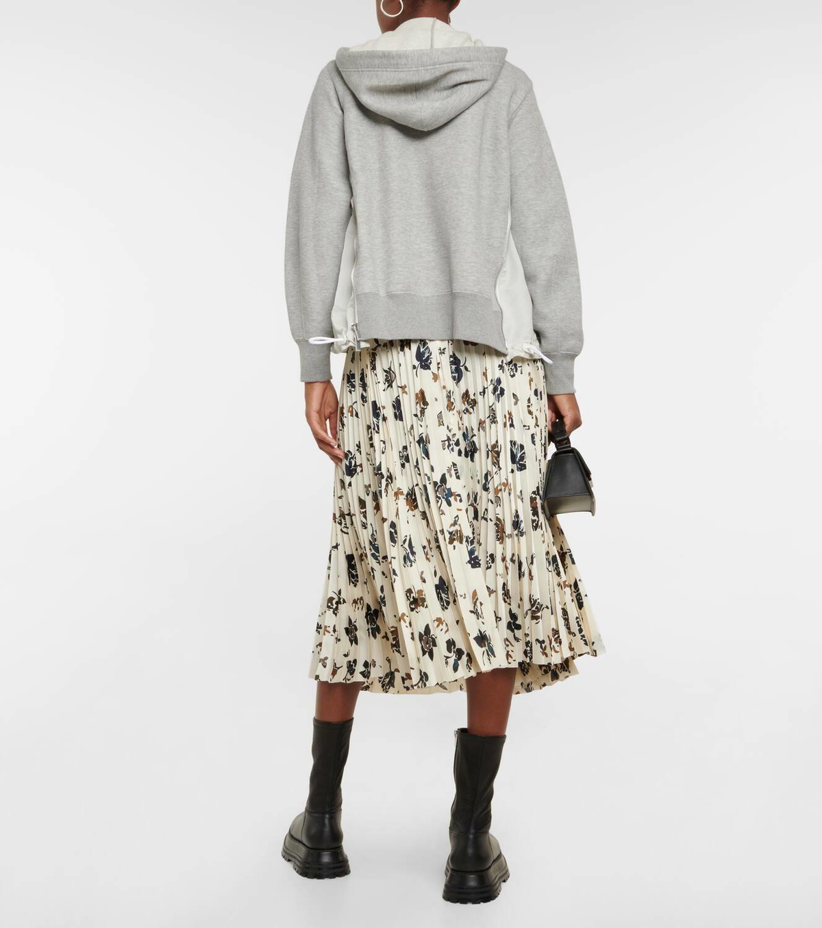 Sacai Paneled cotton-blend jersey hoodie Sacai