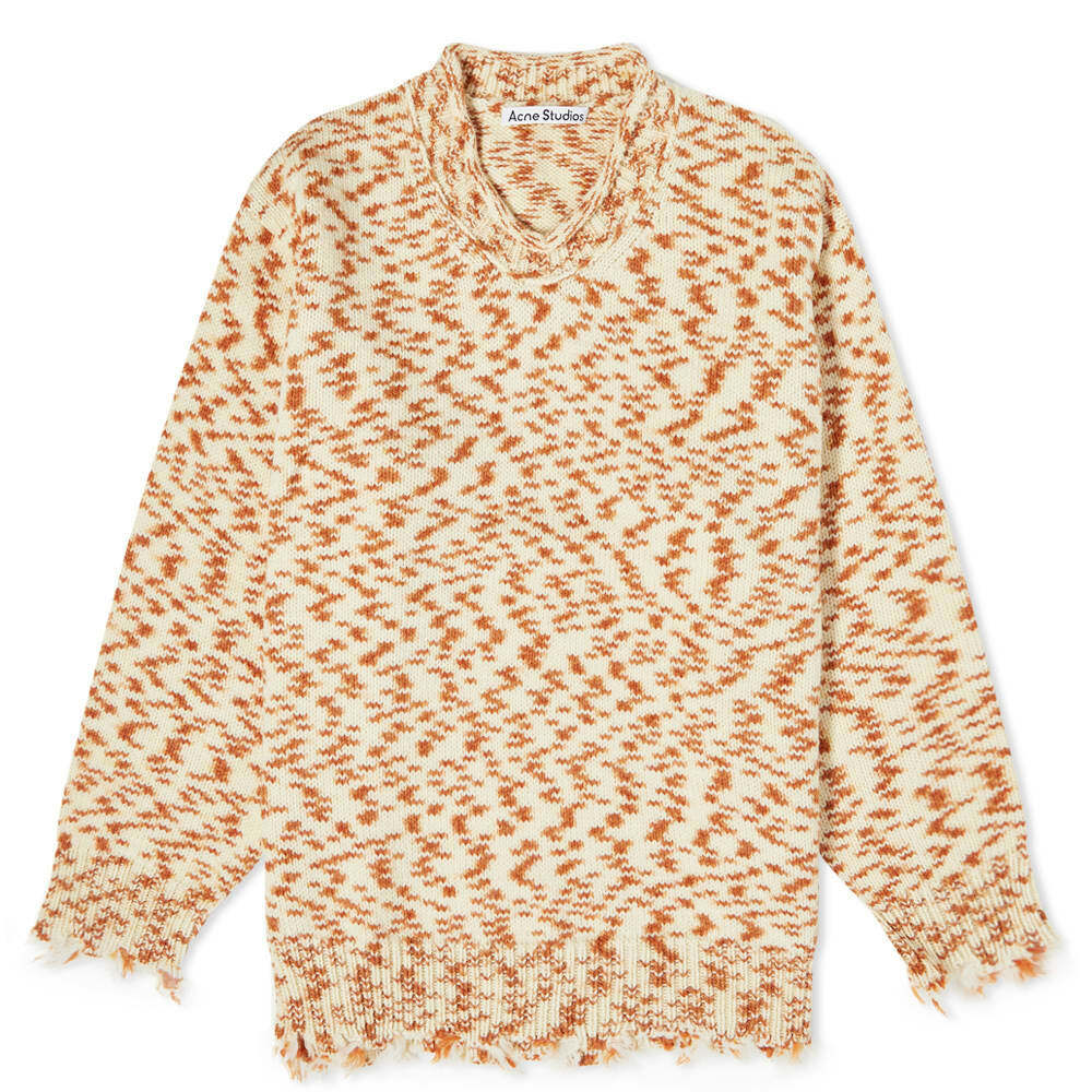 Acne Studios Women's Psychedelic Crew Knit in White/Cognac Acne Studios
