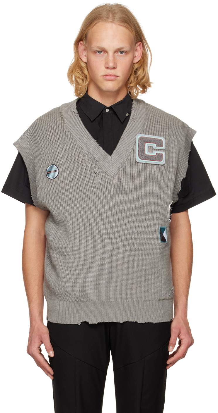 C2H4 Gray Distressed Vest C2H4