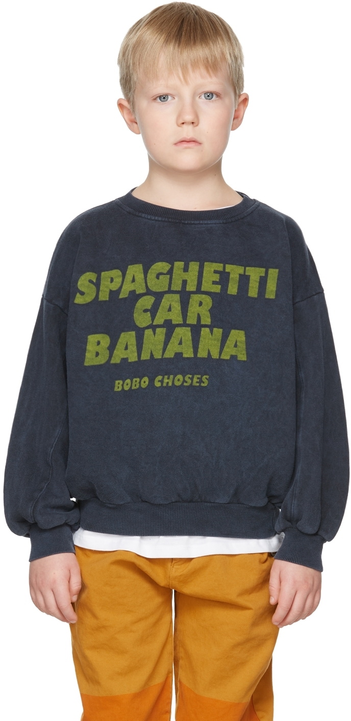 Bobo Choses Kids Navy Spaghetti Car Banana Sweatshirt Bobo Choses