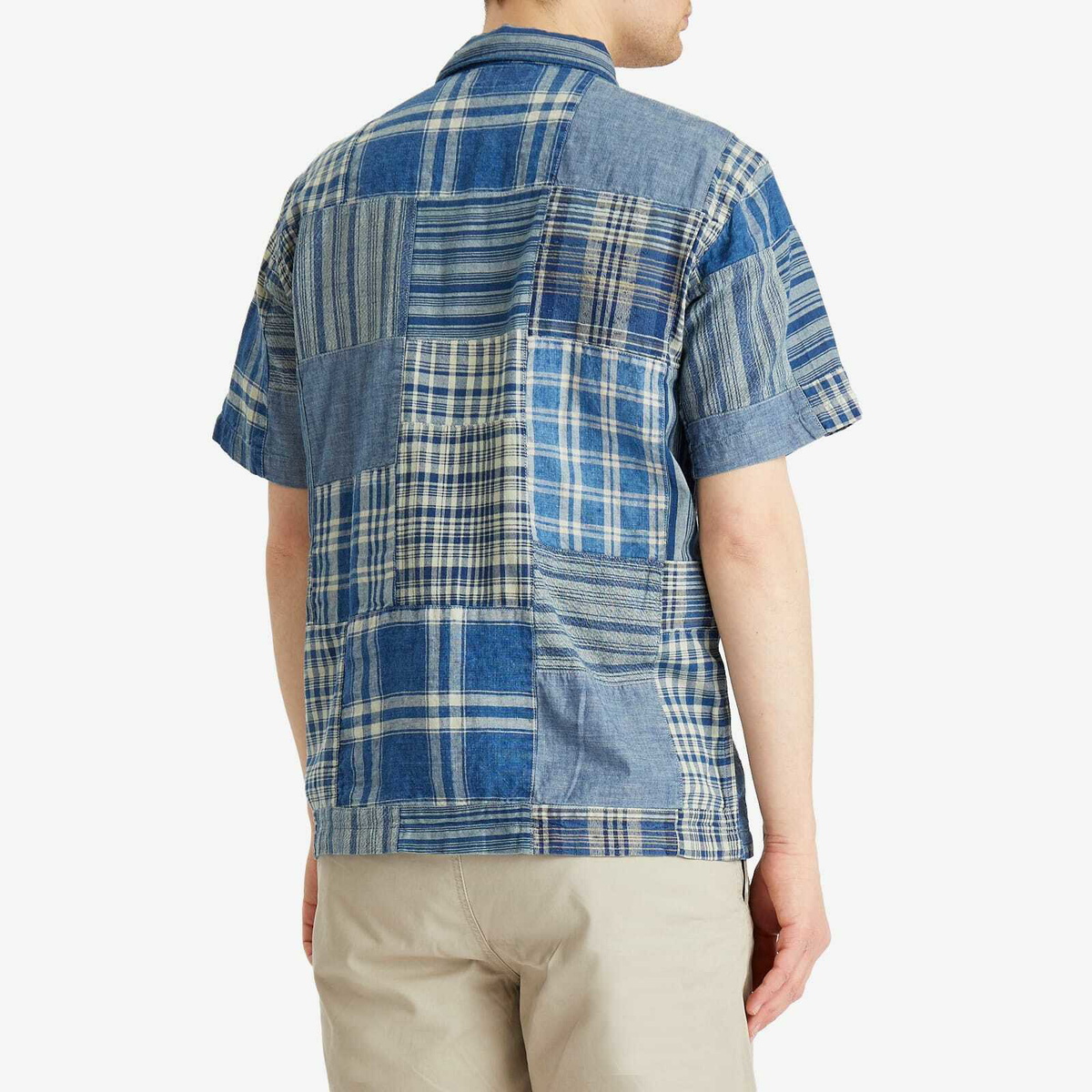 RRL Men's Patchwork Vacation Shirt in Rl-746 Indigo Patchwork RRL