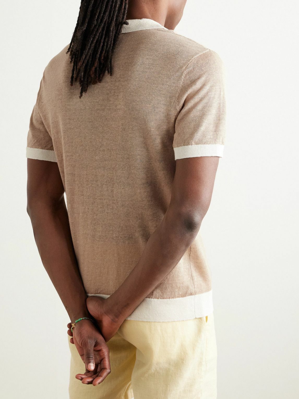 Onia - Johnny Two-Tone Linen Polo Shirt - Brown Onia