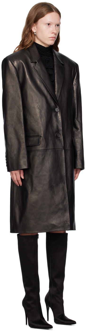 Magda Butrym Black Oversized Leather Coat Magda Butrym