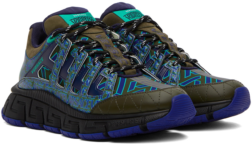 Versace Blue & Green Trigreca Sneakers Versace