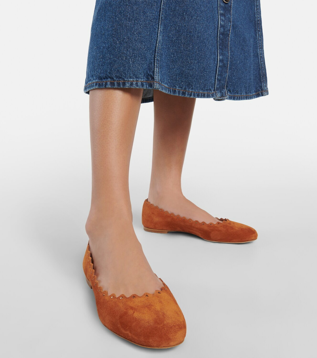 Chloé Lauren embellished suede ballet flats Chloe
