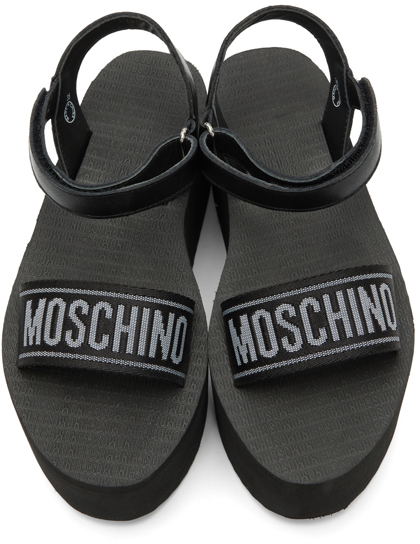 Moschino Black Logo Platform Sandals Moschino