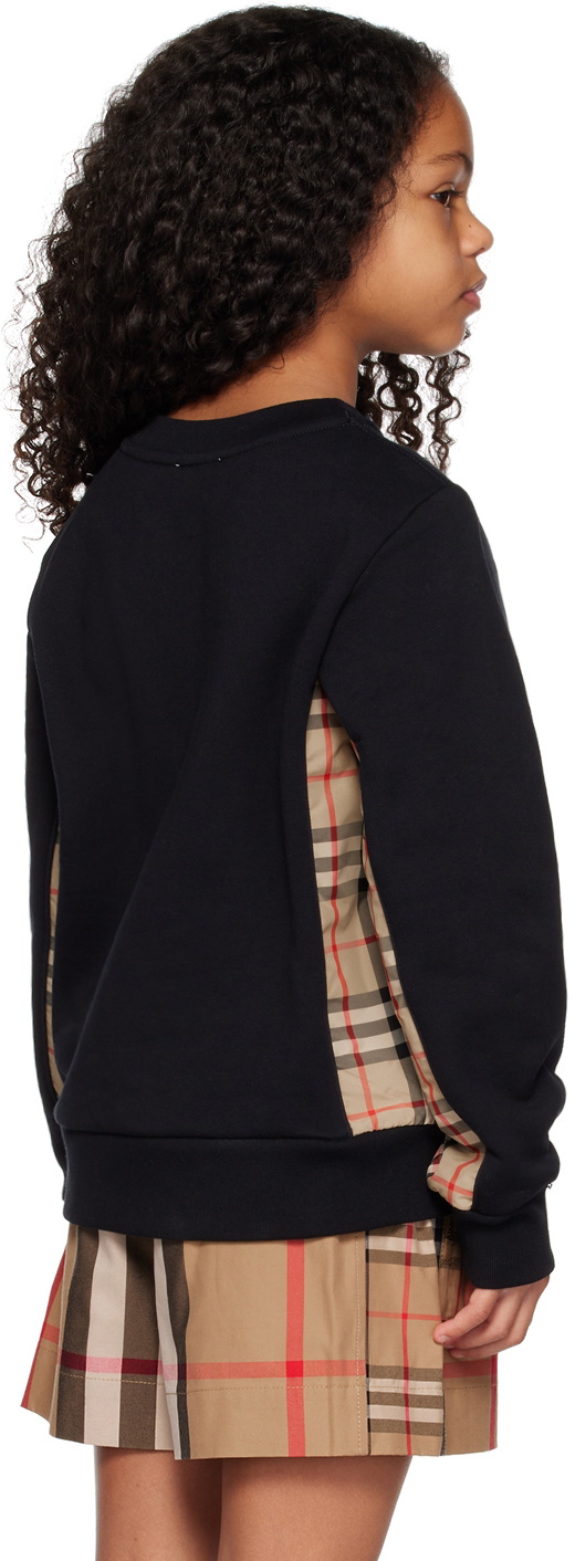 Burberry Kids Black Vintage Check Panel Sweatshirt Burberry