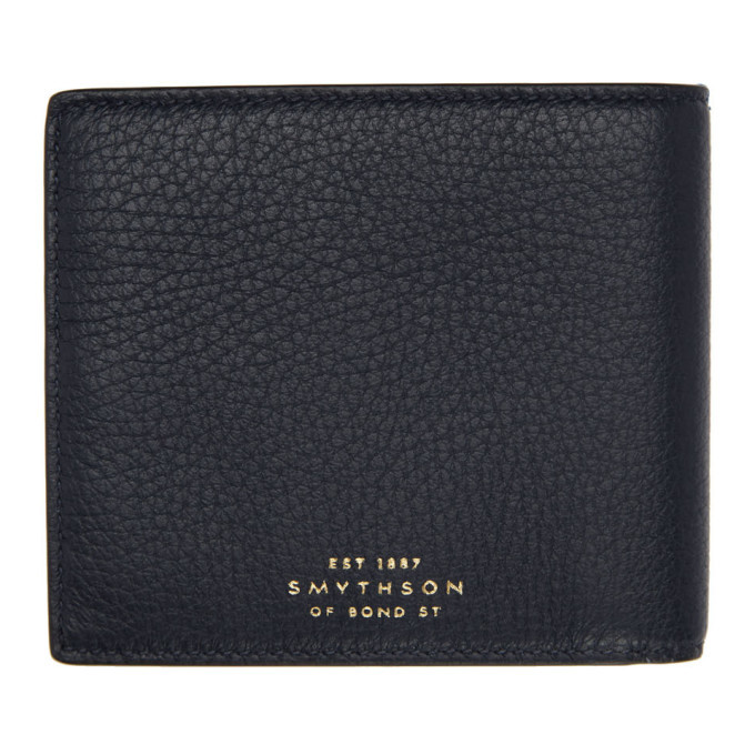 Smythson Navy Burlington 6 Card Wallet Smythson