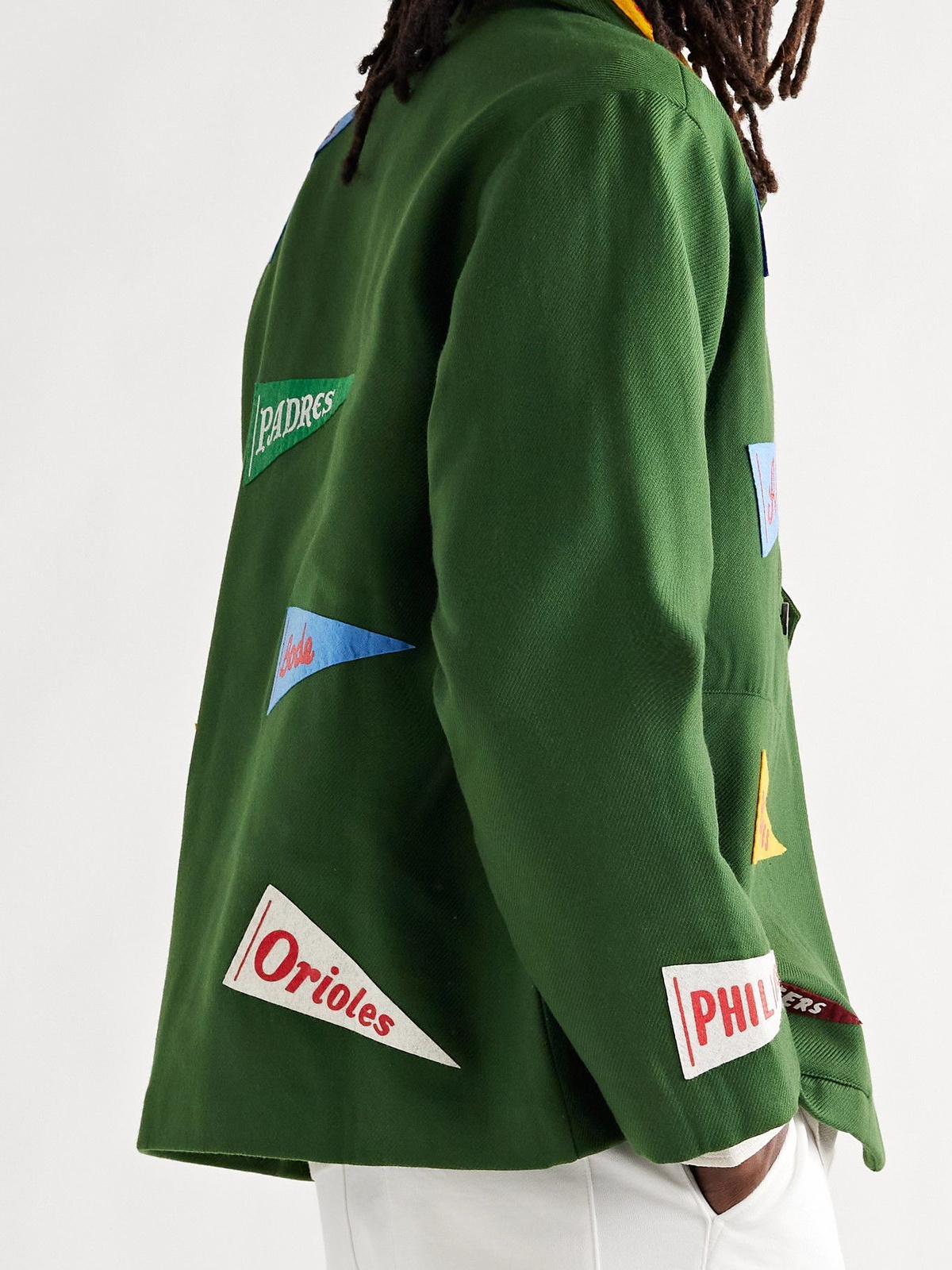 BODE - Appliquéd Merino Wool-Twill Chore Jacket - Green Bode