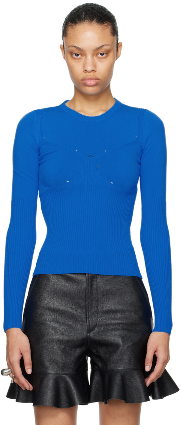 Marine Serre SSENSE Exclusive Blue Sweater Marine Serre
