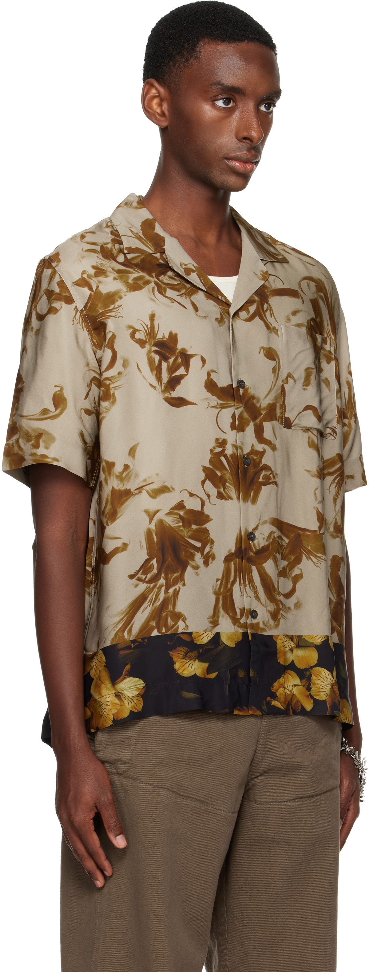Dries Van Noten Beige Floral Shirt Dries Van Noten
