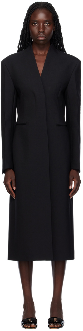 Ferragamo Black Button Coat Salvatore Ferragamo