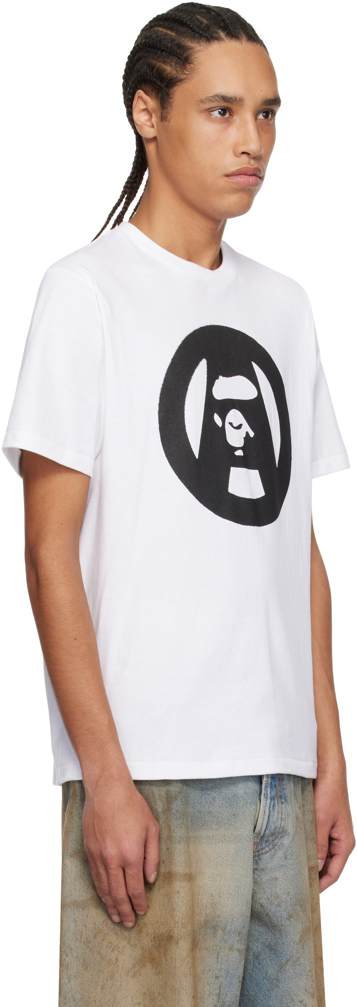 BAPE White Stencil Circle Ape Face T-shirt A Bathing Ape