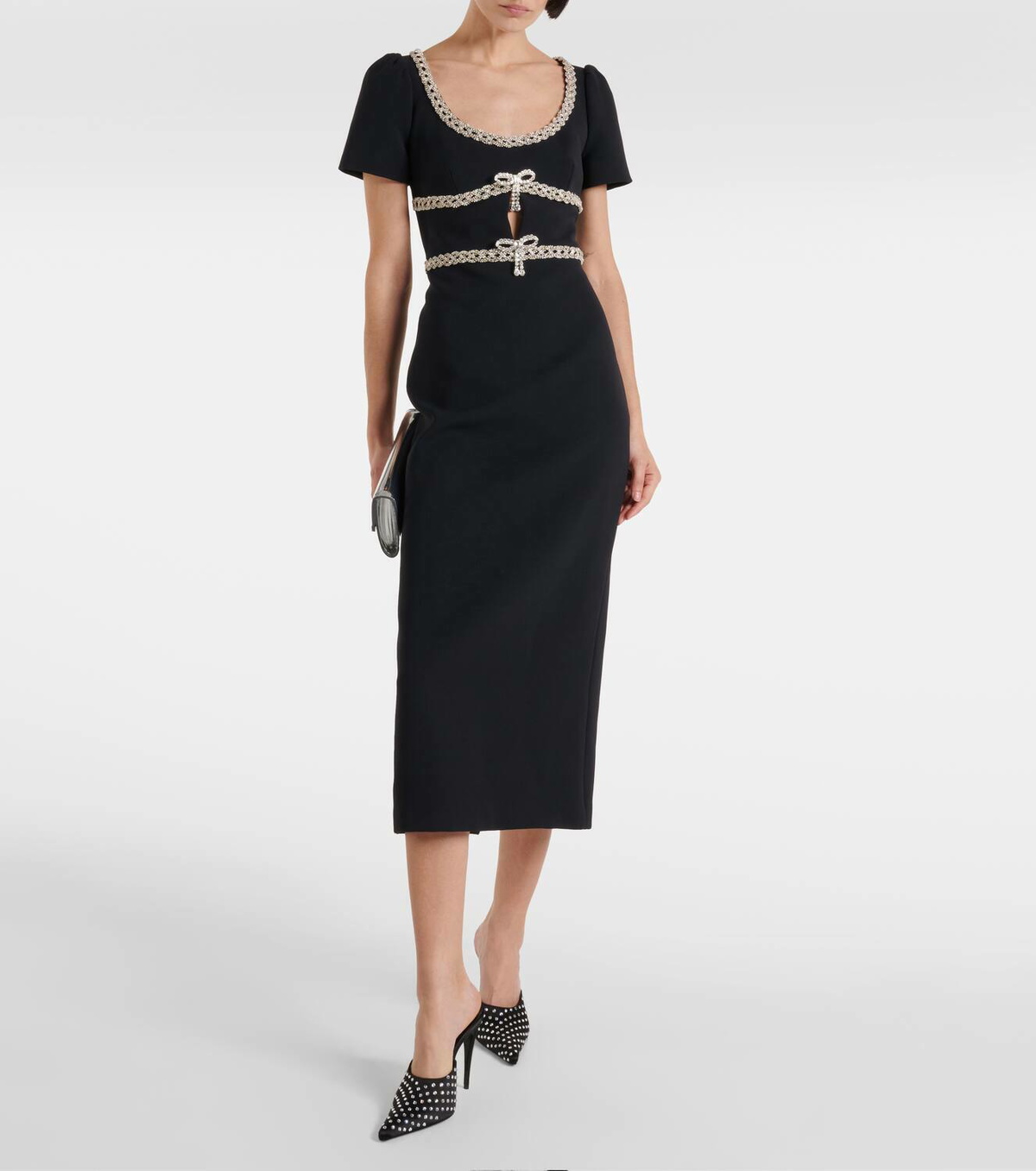 Self-Portrait Crystal-embellished crêpe midi dress Self-Portrait