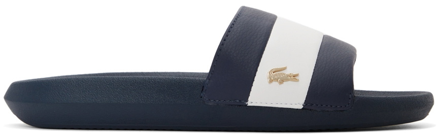 Lacoste Navy & White Stripe Slides Lacoste
