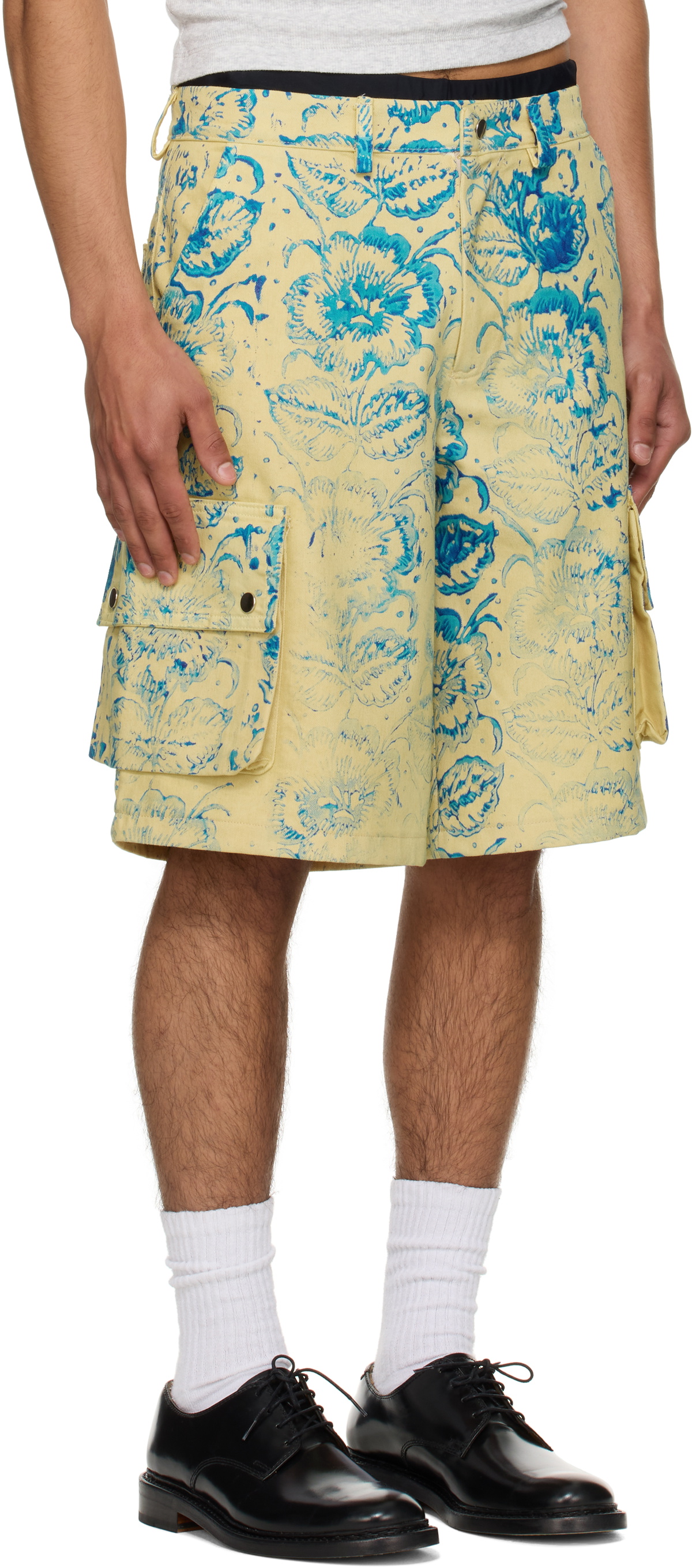 Stanley Raffington SSENSE Exclusive Yellow & Blue Floral Printed Cargo ...