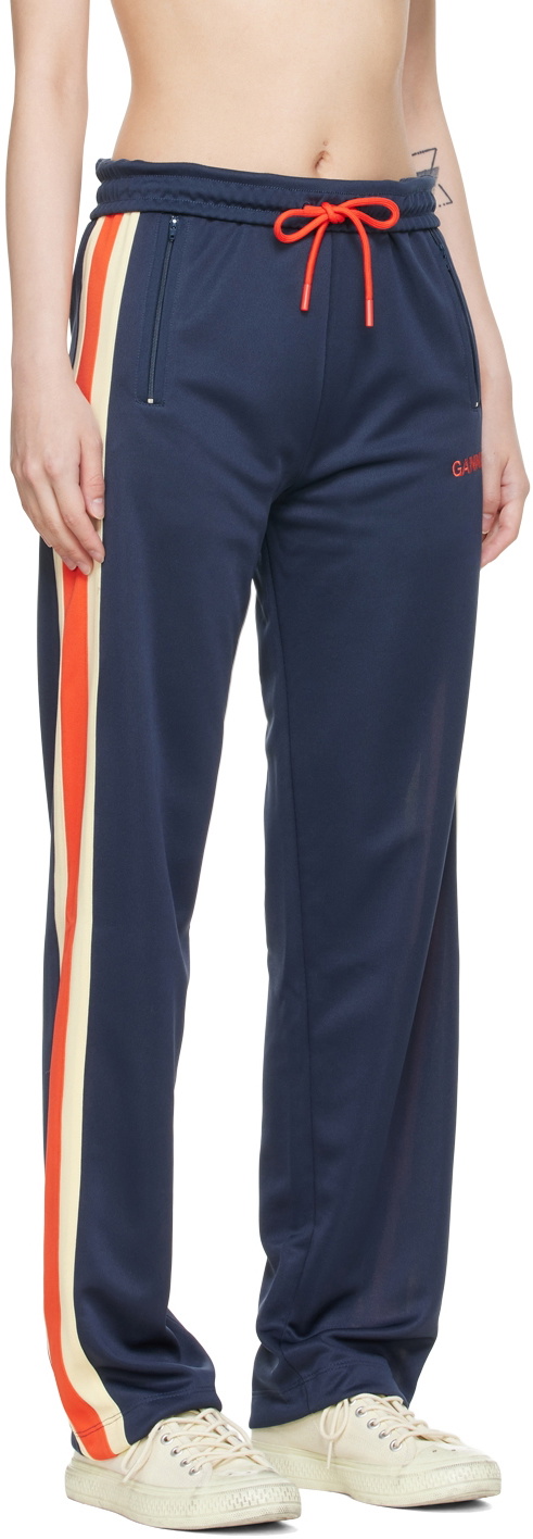 GANNI Navy Recycled Polyester Lounge Pants GANNI
