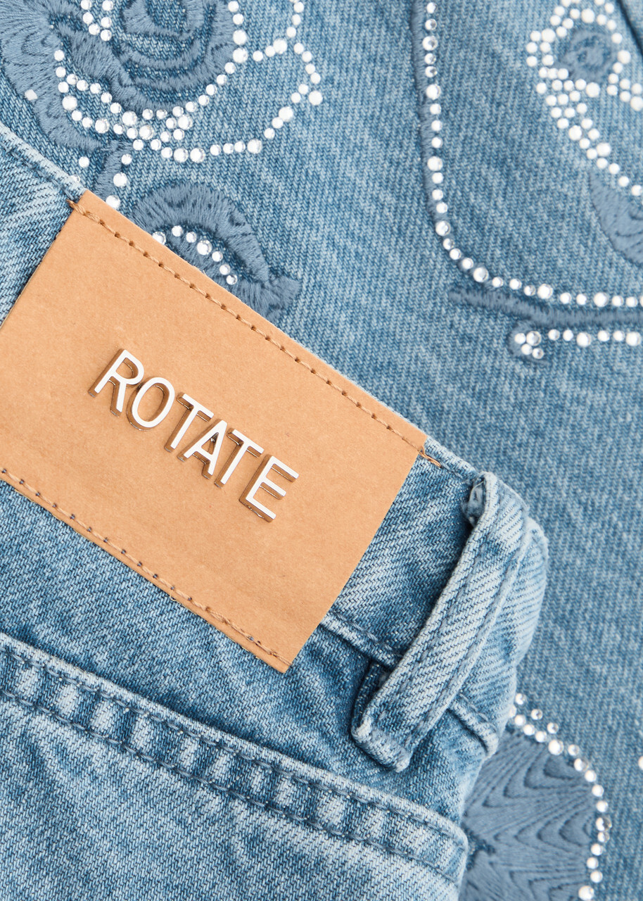 Rotate Sunday Embellished Wide-leg Jeans Denim ROTATE Birger Christensen