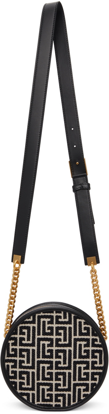 Balmain Black Jacquard 1945 Circle Shoulder Bag Balmain