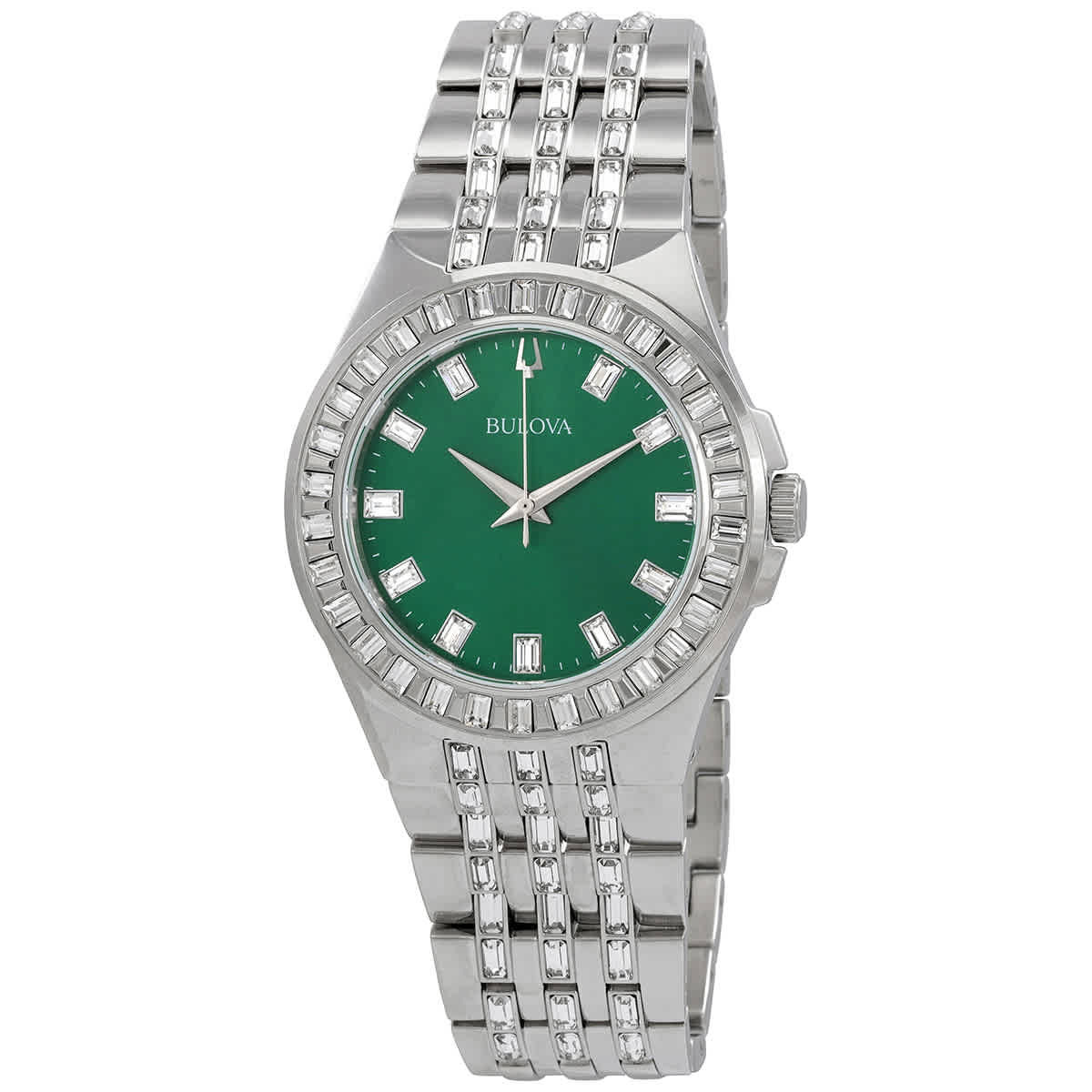 Bulova Crystal Quartz Green Dial Mens Watch 96A253 Bulova