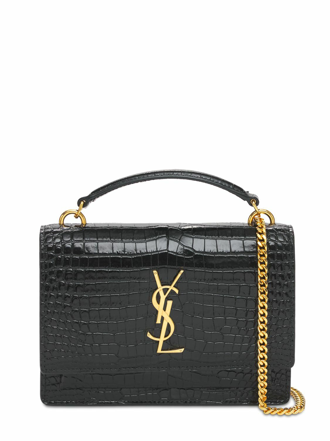 SAINT LAURENT - Sunset Croc Embossed Chain Wallet Saint Laurent