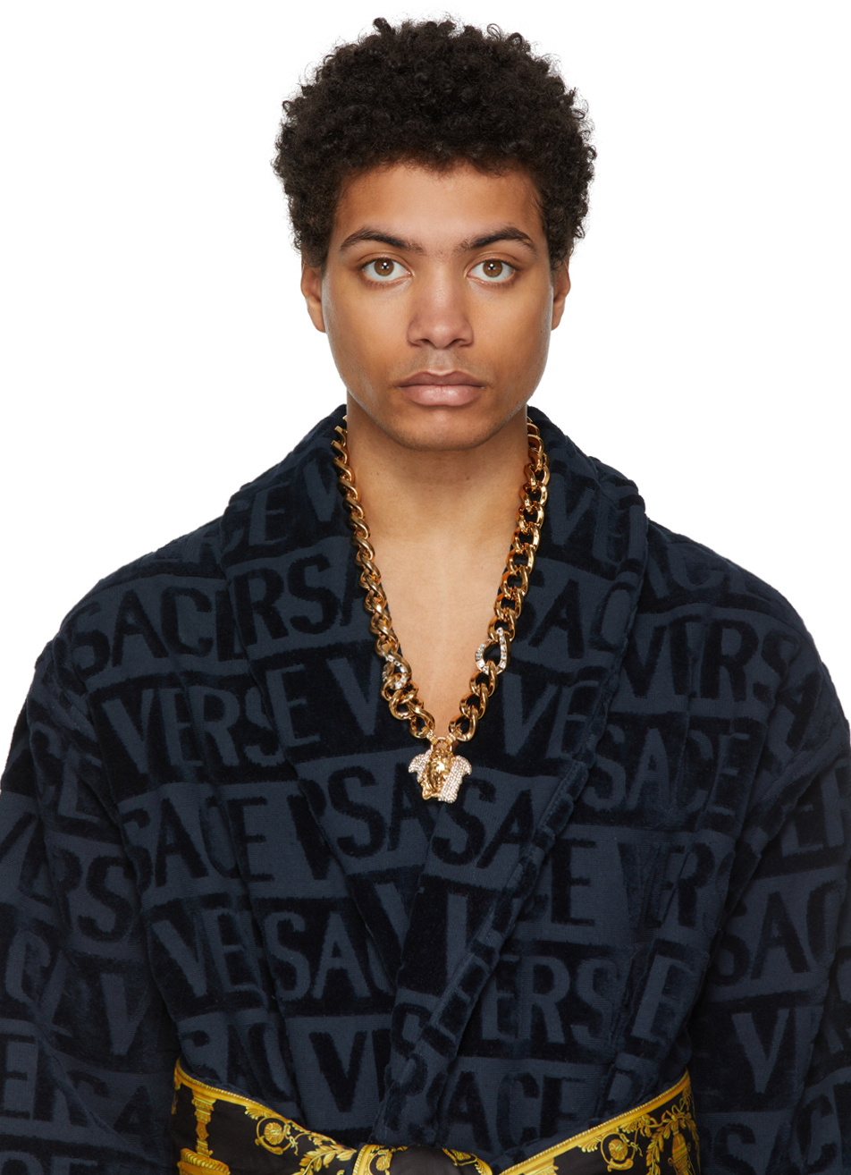 Versace Gold & Crystal Palazzo Dia Chain Necklace Versace