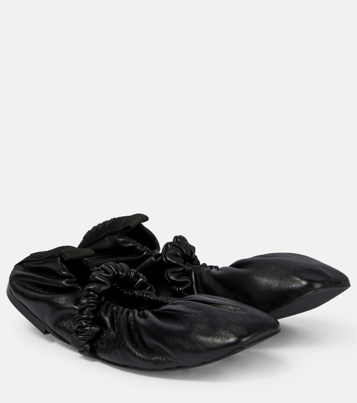 Ganni - Scrunchie leather ballet flats GANNI