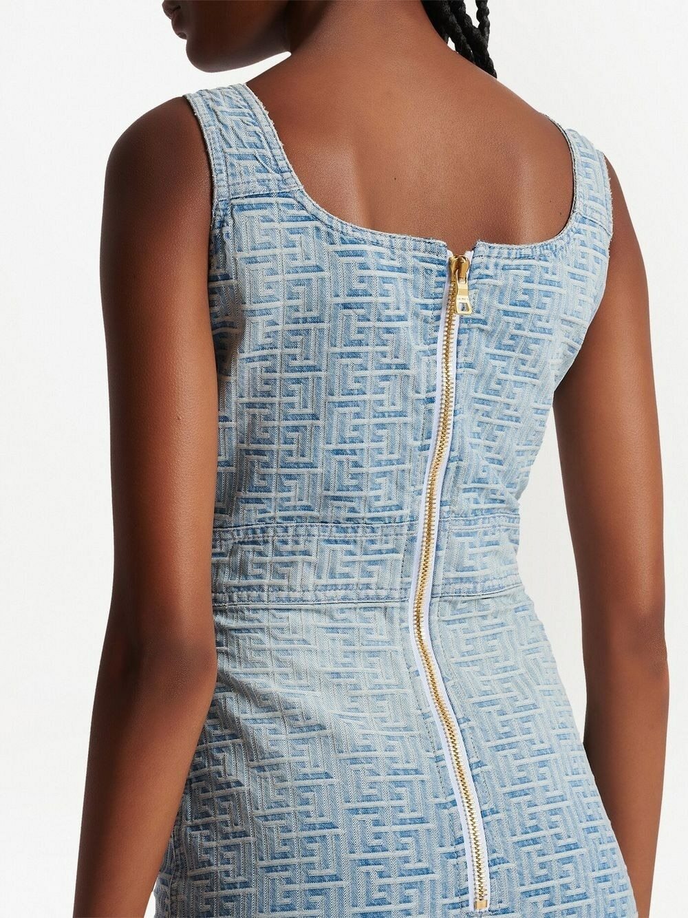 BALMAIN - Monogram Short Denim Dress Balmain