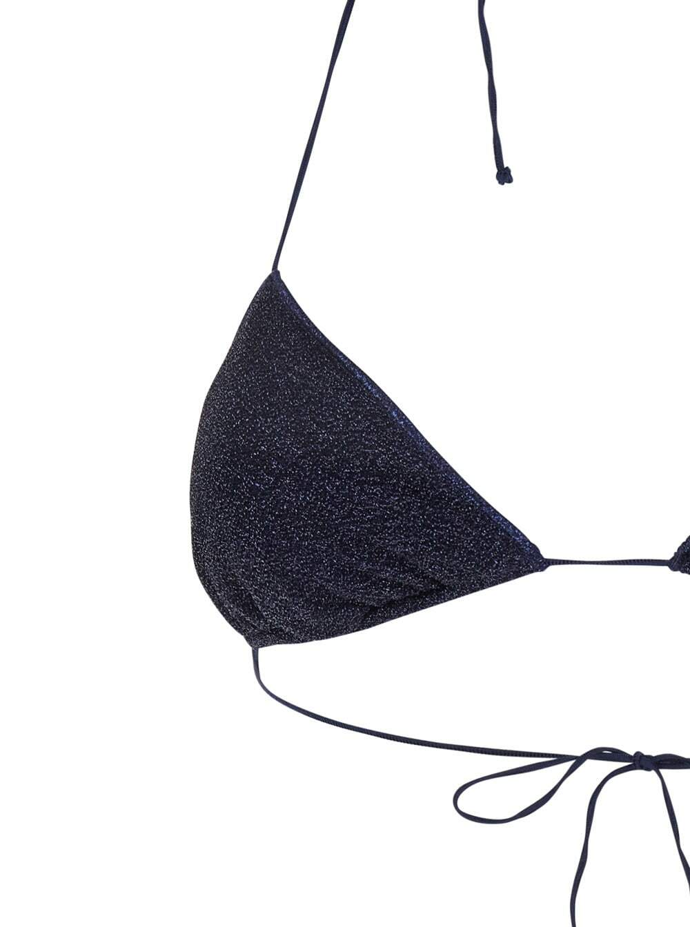 Oseree lumiere Blue Bikini With Triangular Top And Tie Closure In Tech ...