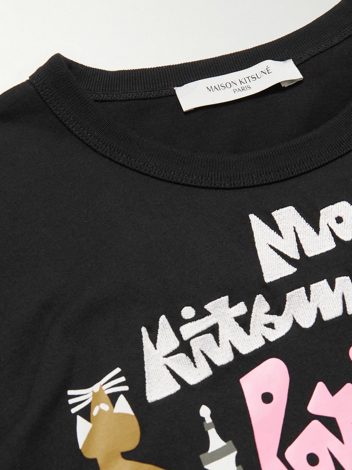 Maison Kitsuné - Bill Rebholz Printed Cotton-Jersey T-Shirt - Black ...