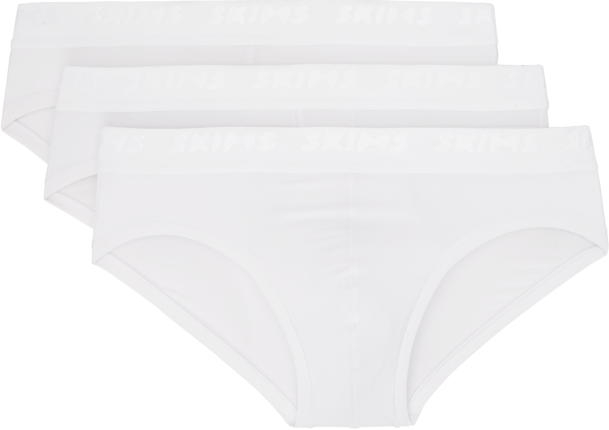 SKIMS Three-Pack White SKIMS Stretch Briefs SKIMS