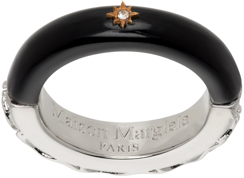 Maison Margiela Silver & Black Enamel Ring Maison Margiela