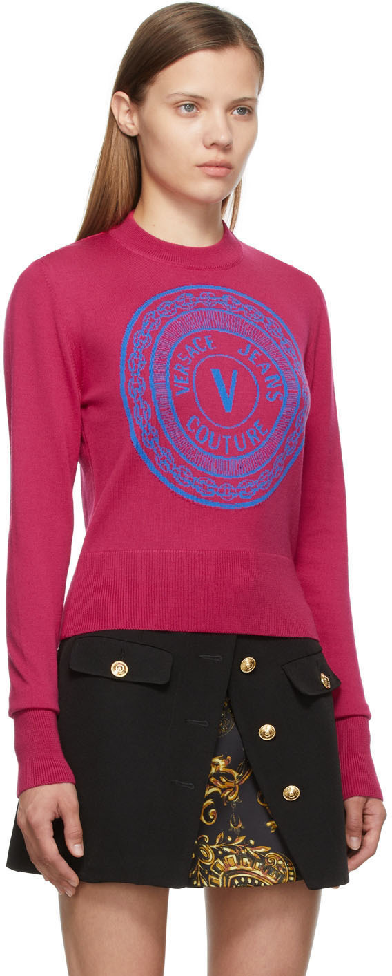 Versace Jeans Couture Pink Logo Sweater Versace