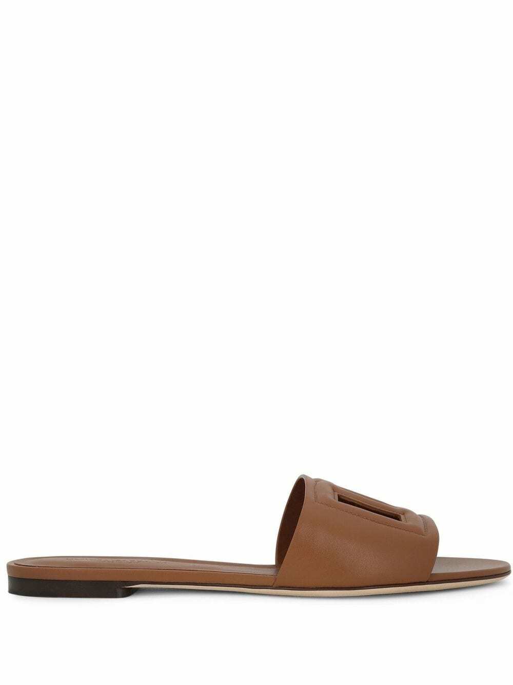 DOLCE & GABBANA - Dg Logo Leather Slides Dolce & Gabbana