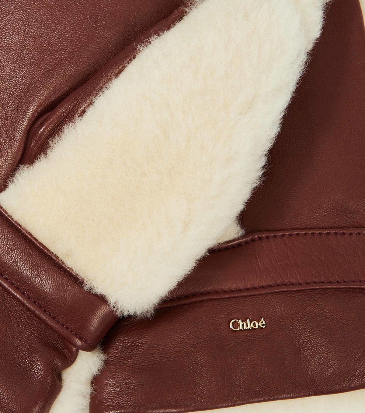 Chloé Shearling leather-trimmed mittens Chloe