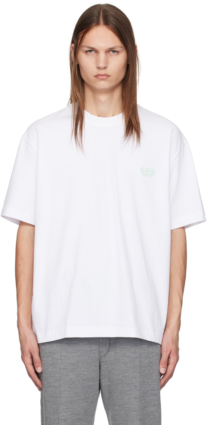 Solid Homme White Round Logo T-Shirt Solid Homme