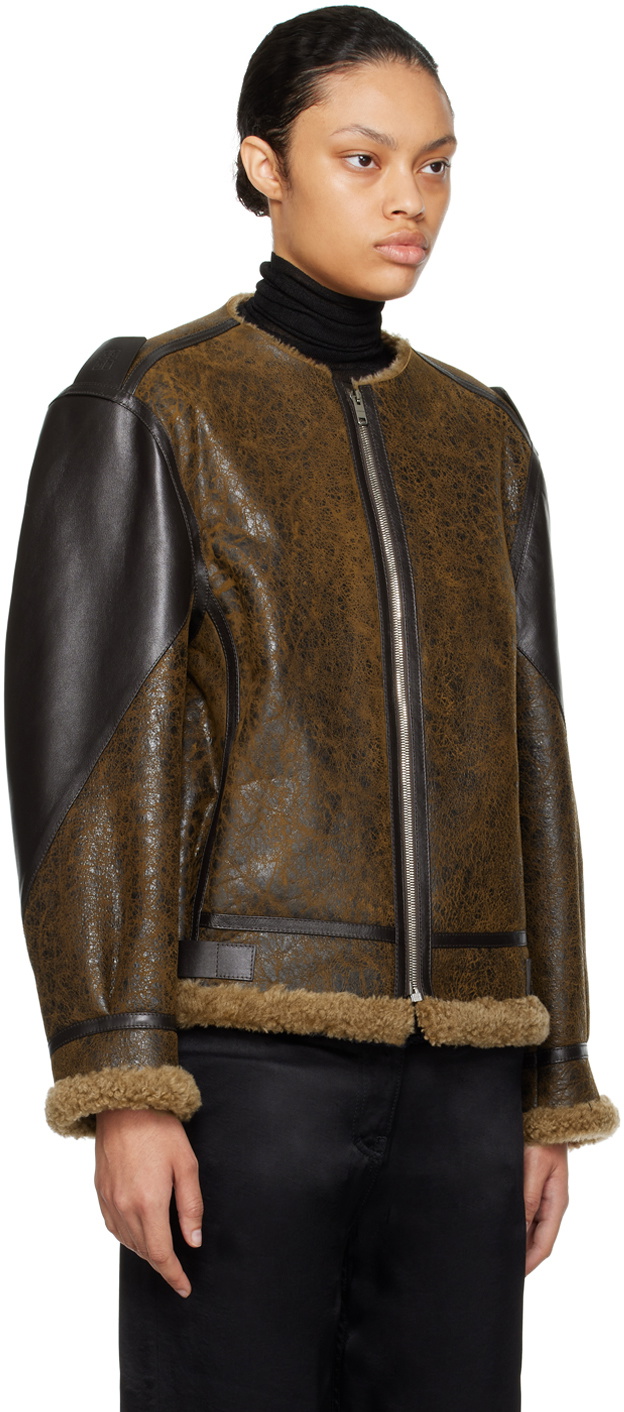 Givenchy Brown Cracked Leather Jacket Givenchy