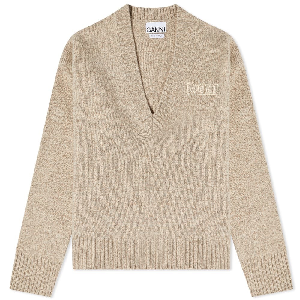 GANNI Software Logo V-Neck Chunky Knit GANNI