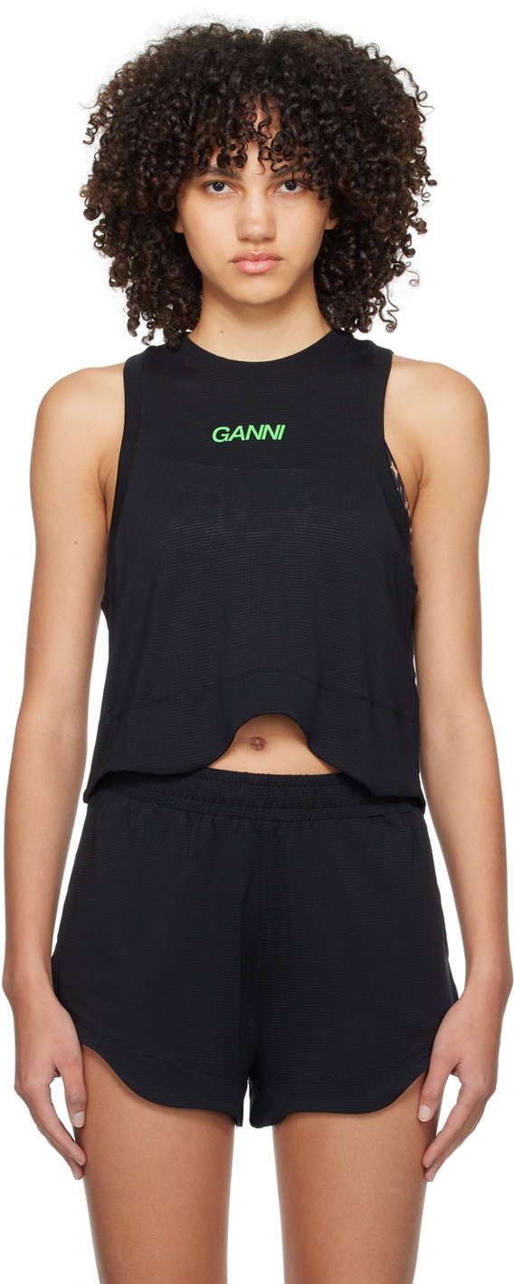 GANNI Black Active Tank Top GANNI