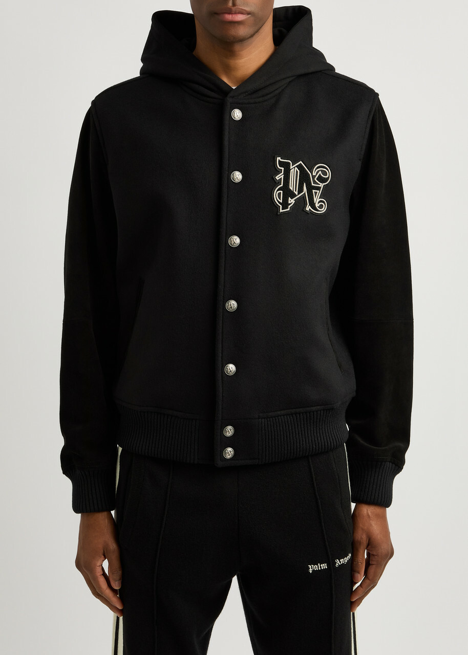 Palm Angels Vertigo Wool-blend Varsity Jacket Black Palm Angels