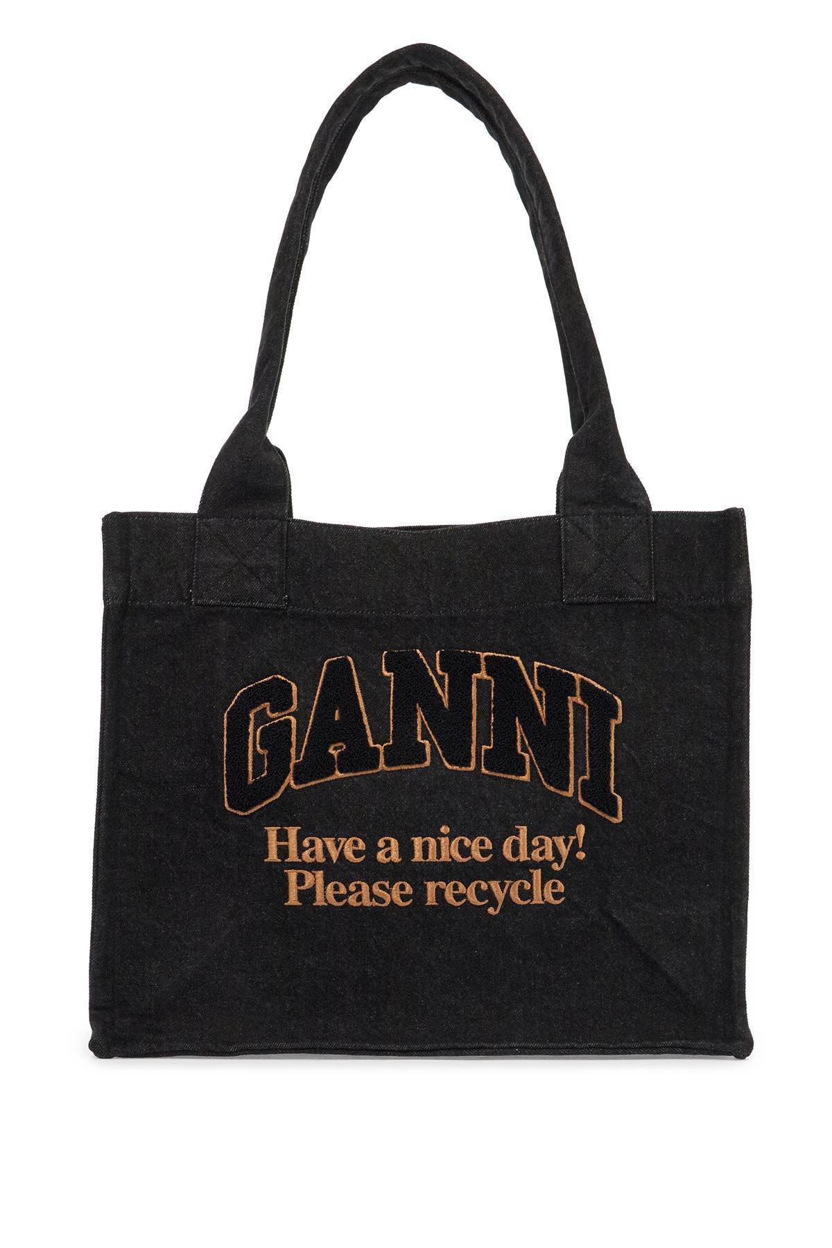 GANNI large denim easy shopper tote Blue GANNI