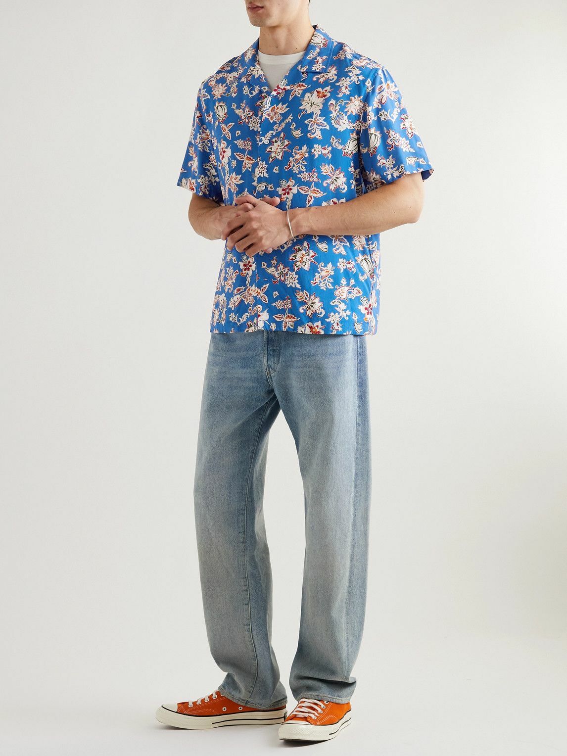 Rag & Bone - Avery Convertible-Collar Floral-Print Voile Shirt - Blue ...