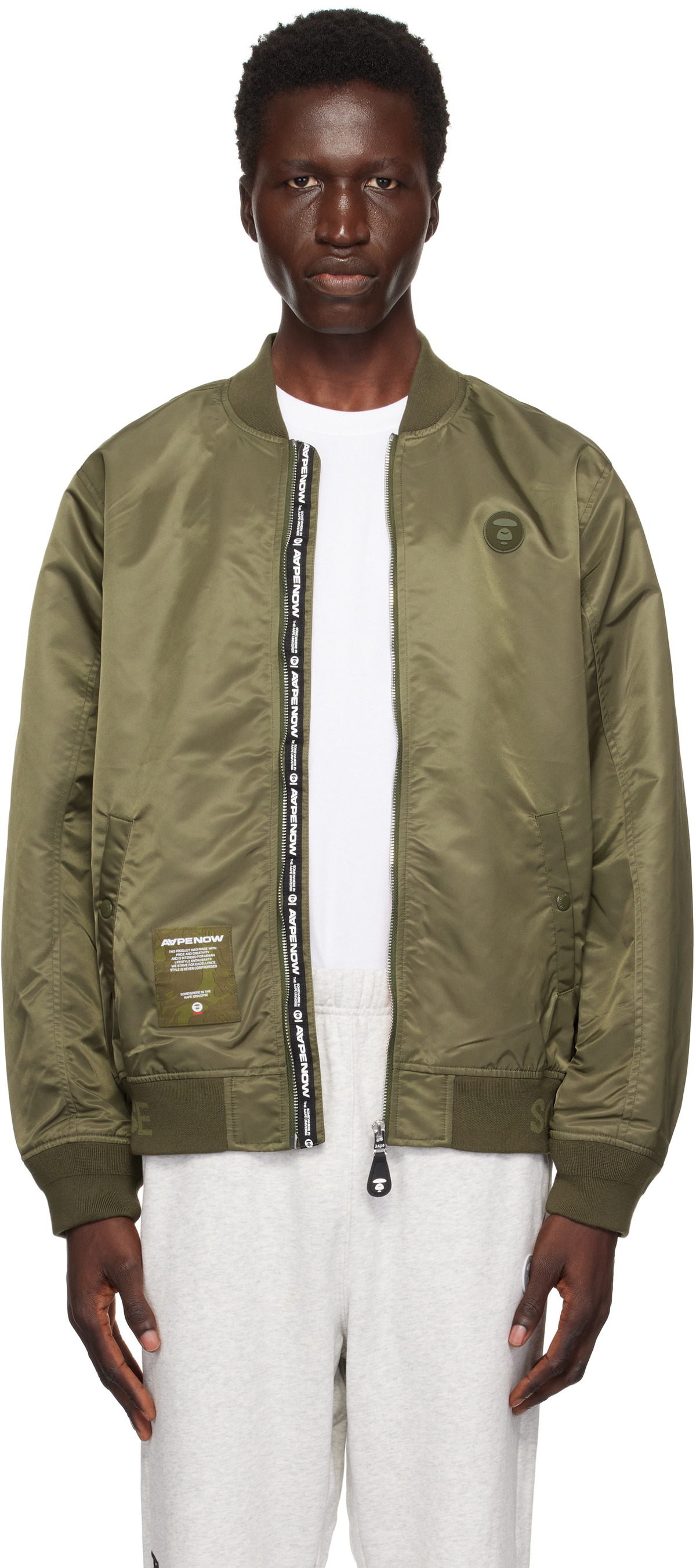 AAPE by A Bathing Ape Khaki 'AAPE Now' MA-1 Bomber Jacket AAPE by A ...